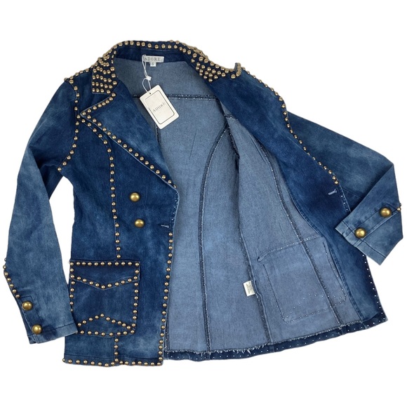 Adore | Jackets & Coats | Adore Womens Small Studded Denim Jacket Nwt ...